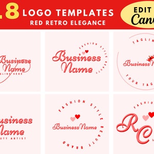 18 Retro Logo Red DIY Templates Canva Editable Beauty - Etsy UK