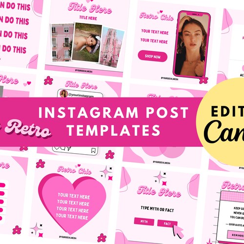 20 Pink Canva Templates - Etsy