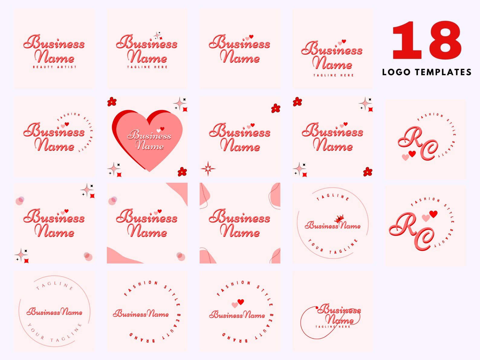 18 Retro Logo Red DIY Templates Canva Editable Beauty - Etsy UK