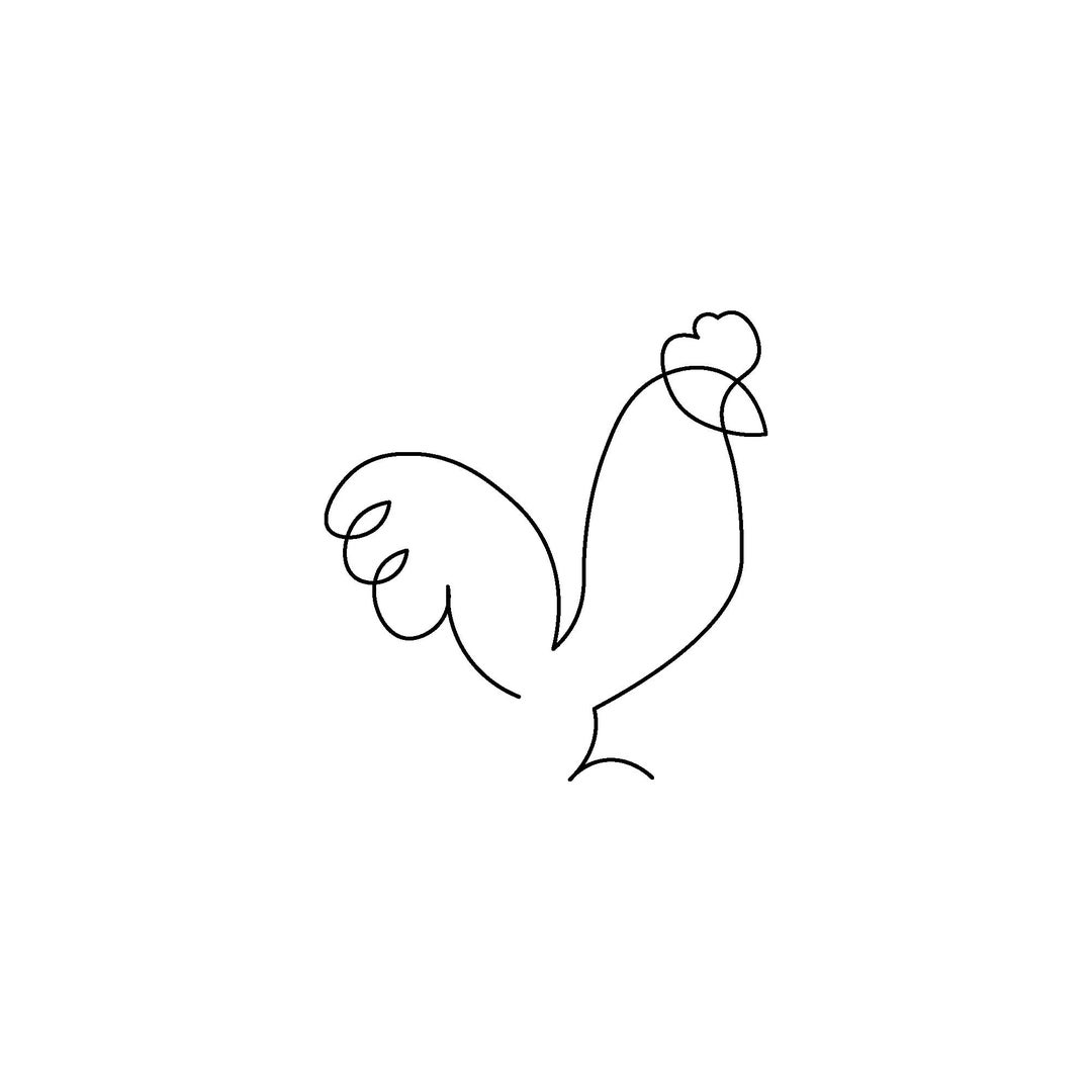Single Line Rooster Drawing Tattoo Idea SVG PNG PDF Graphic Design ...