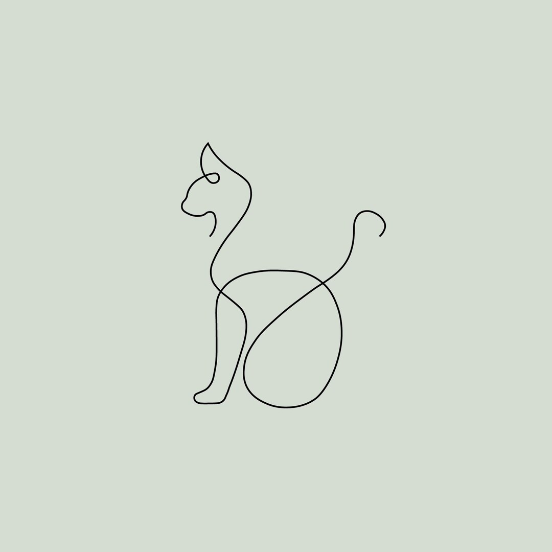 Single Line Cat Drawing - Tattoo Idea - SVG - PNG - PDF - Graphic ...