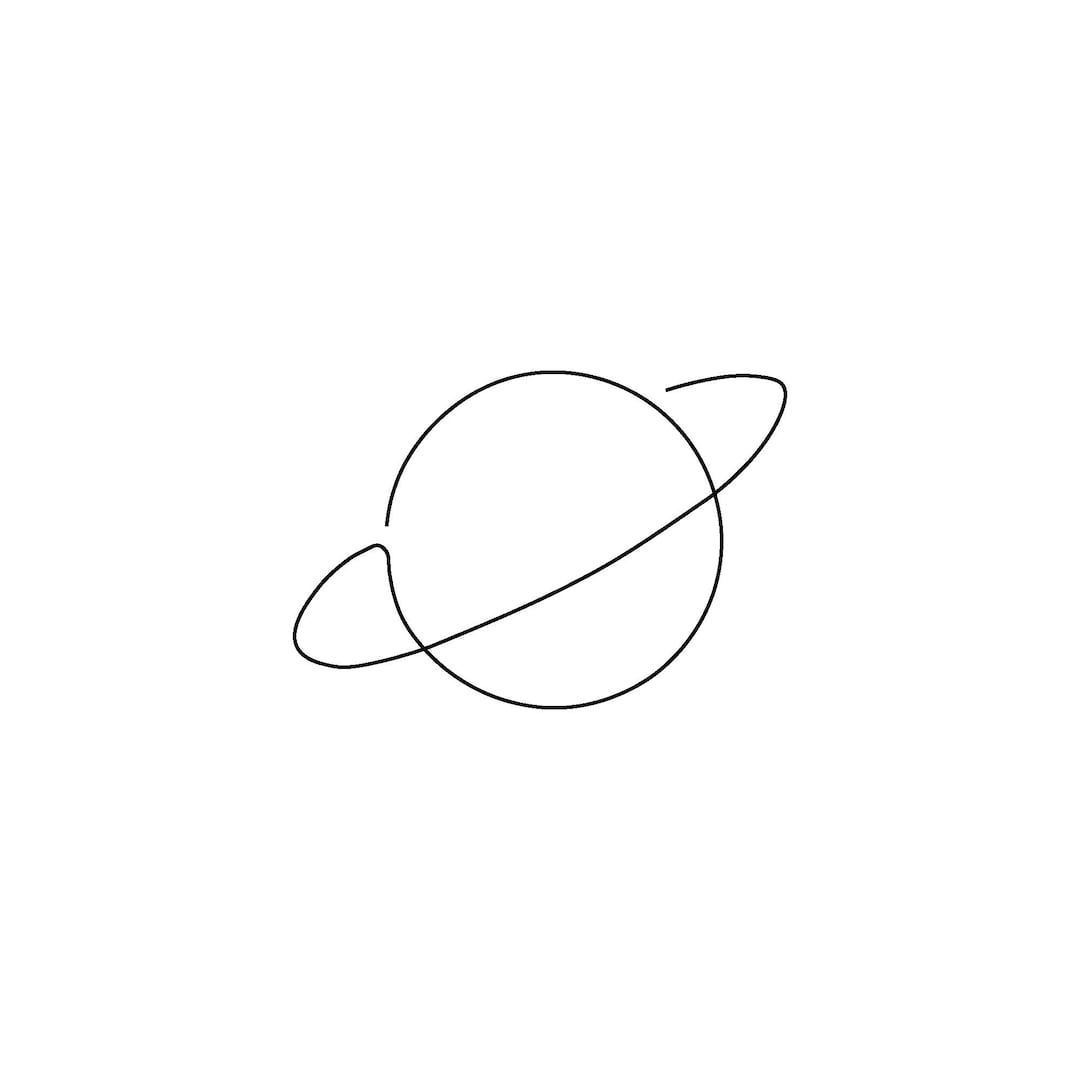 Single Line Planet Drawing Tattoo SVG PNG PDF Graphic Design Vector Diy ...