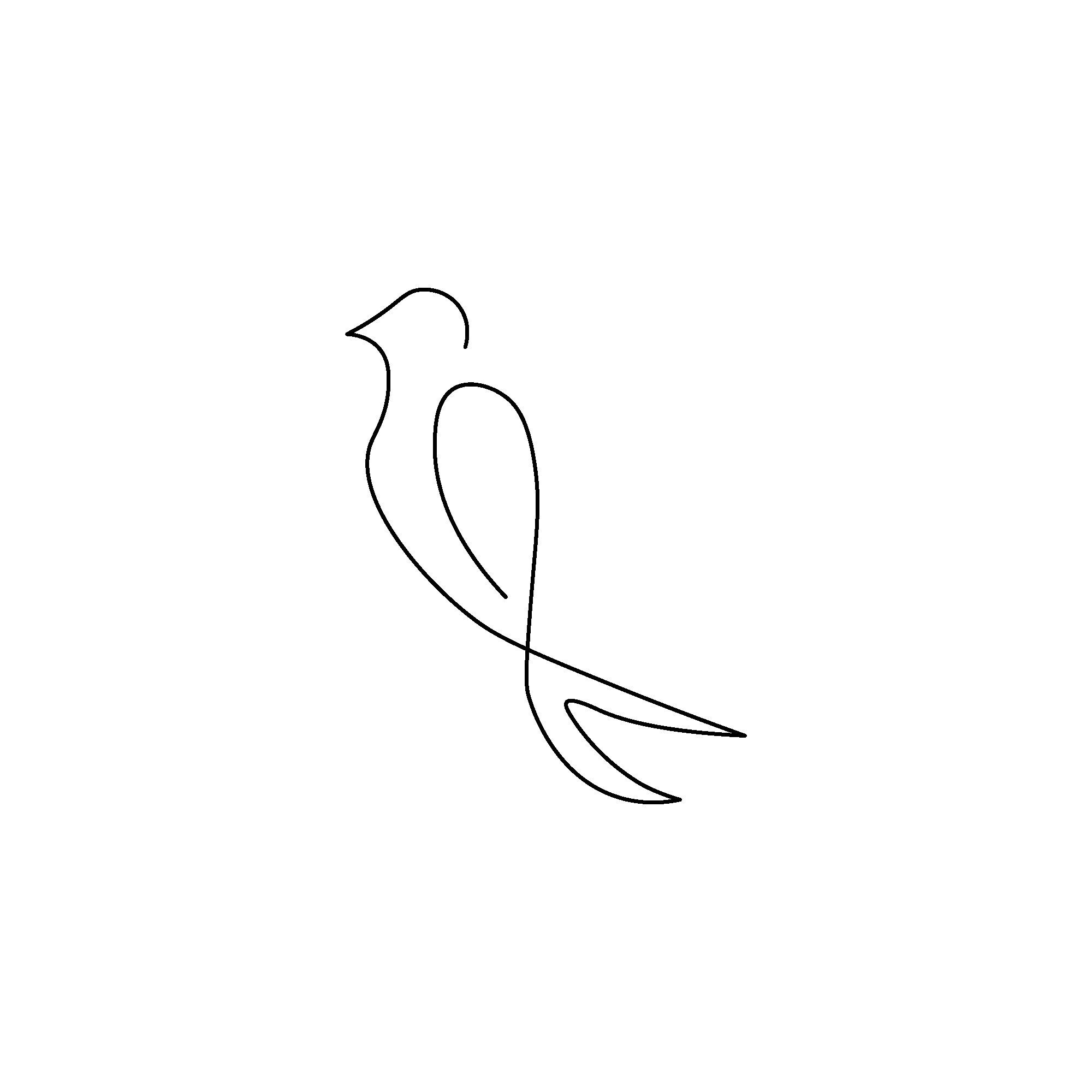 Single Line Bird Drawing Tattoo Idea SVG PNG PDF Graphic Design Vector ...