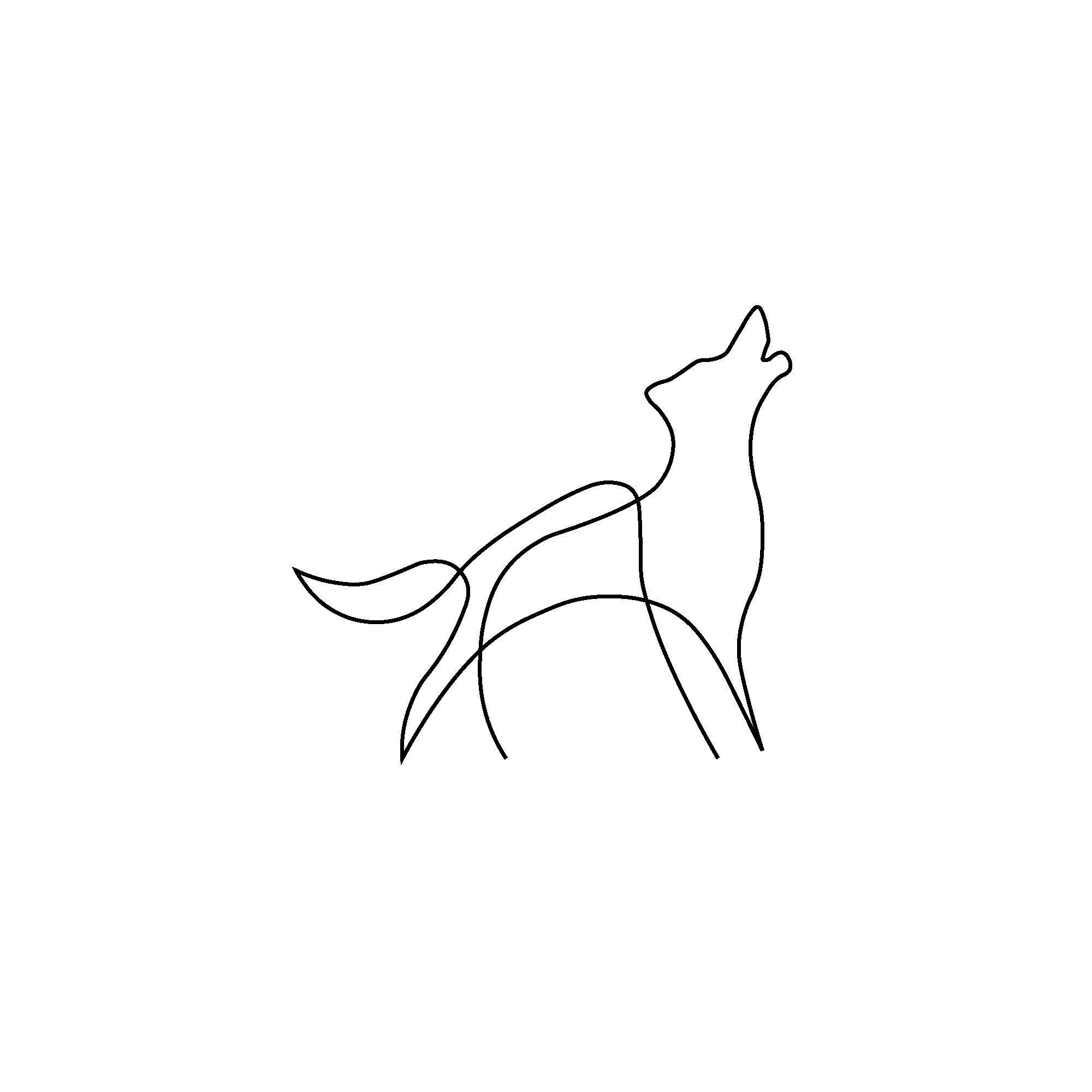 Single Line Wolf Drawing Tattoo Idea SVG PNG PDF Graphic Design Vector ...