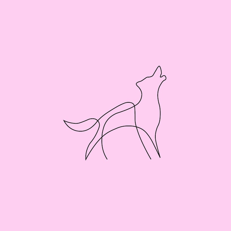 Single Line Wolf Drawing - Tattoo Idea - SVG - PNG - PDF - Graphic ...