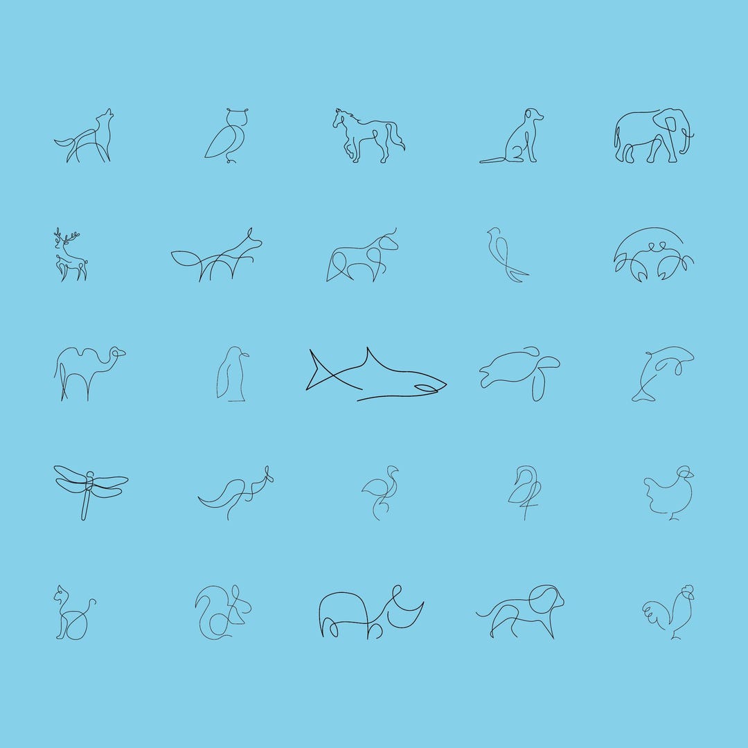 25 Minimalist Single Line Animal Drawings - Tattoo Ideas - SVG, PNG ...