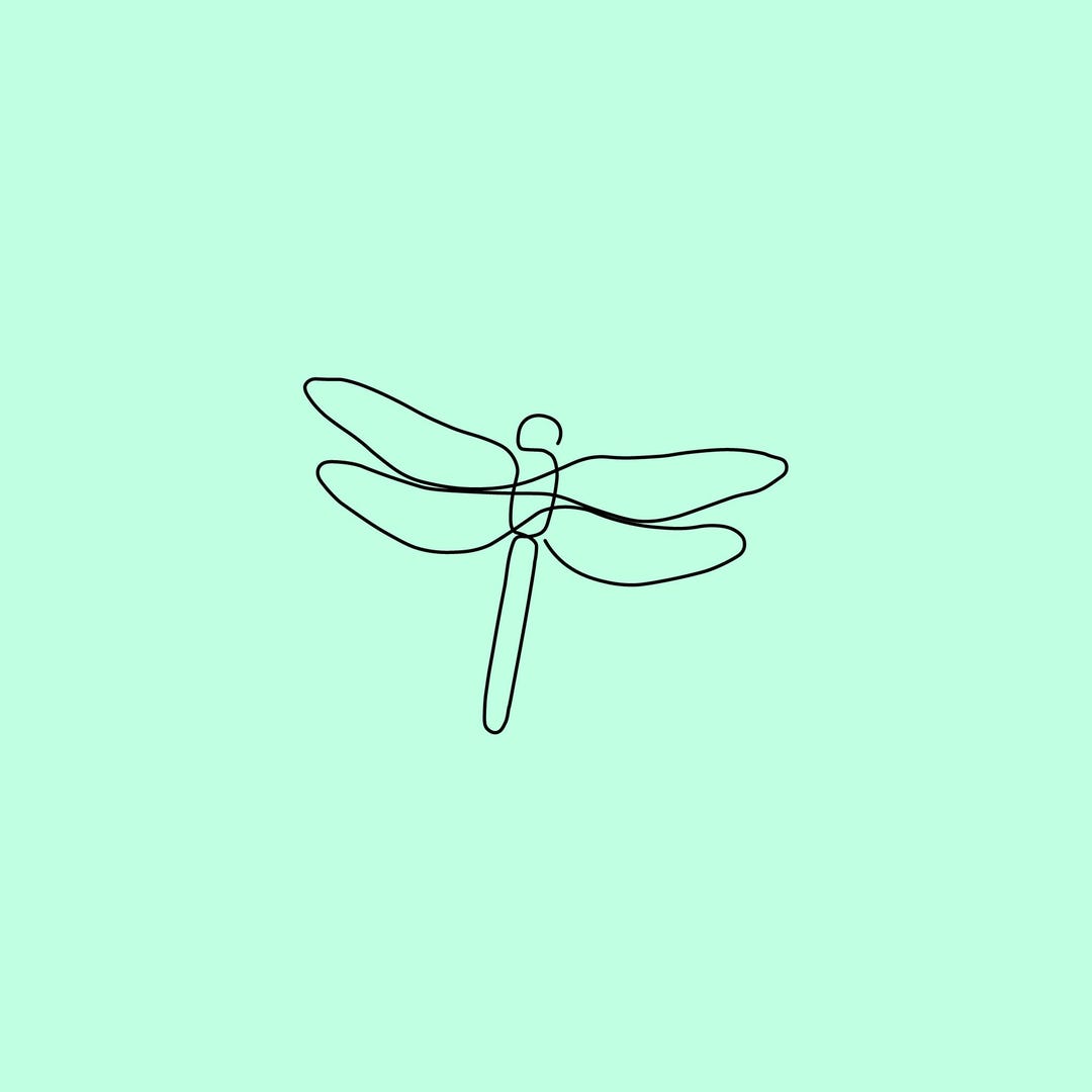 Single Line Dragonfly Drawing: Minimalist Tattoo Design (SVG, PNG, PDF ...
