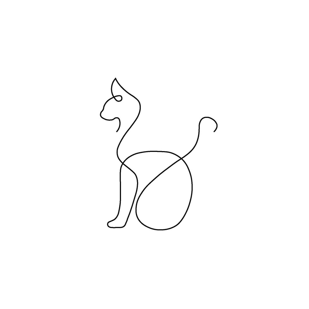Single Line Cat Drawing Tattoo Idea SVG PNG PDF Graphic Design Vector ...