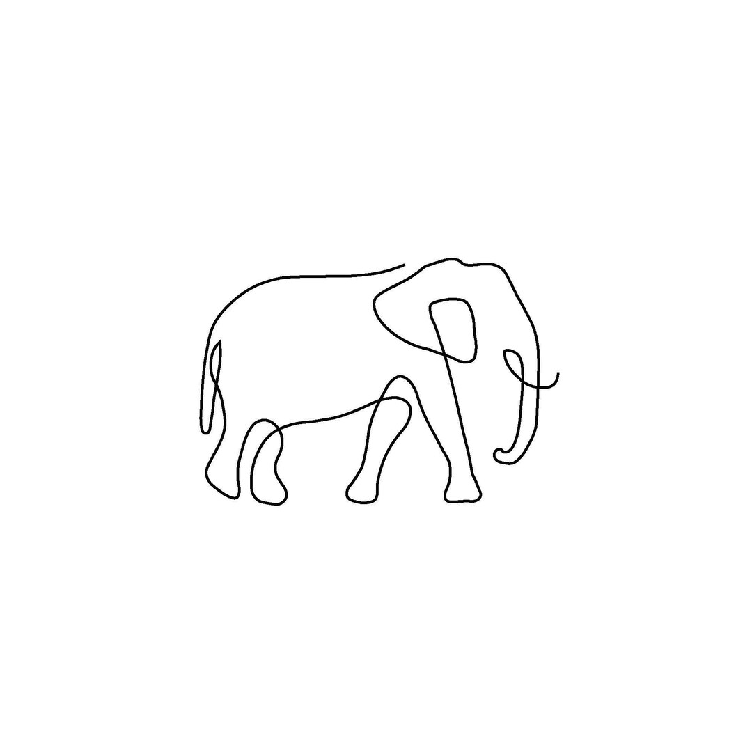 Single Line Elephant Drawing Tattoo SVG PNG PDF Graphic Design Vector ...