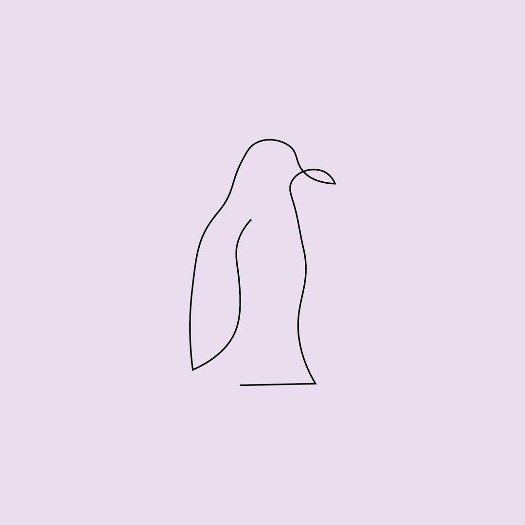 Single Line Penguin Drawing - Tattoo Idea - SVG - PNG - PDF - Graphic ...