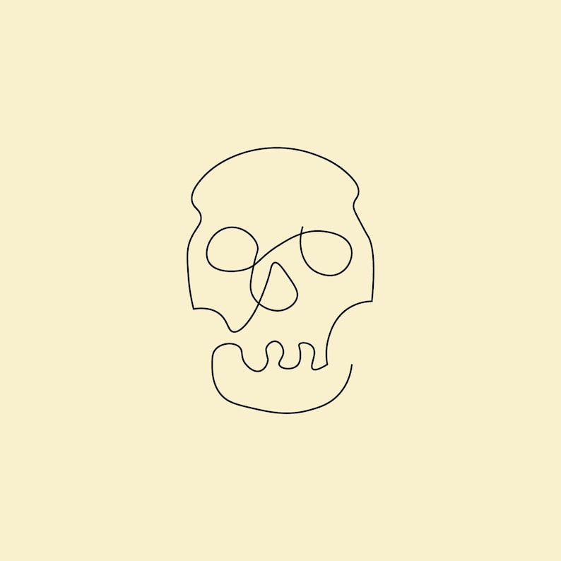 Single Line Skull Drawing - Tattoo - SVG - PNG - PDF - Graphic Design ...