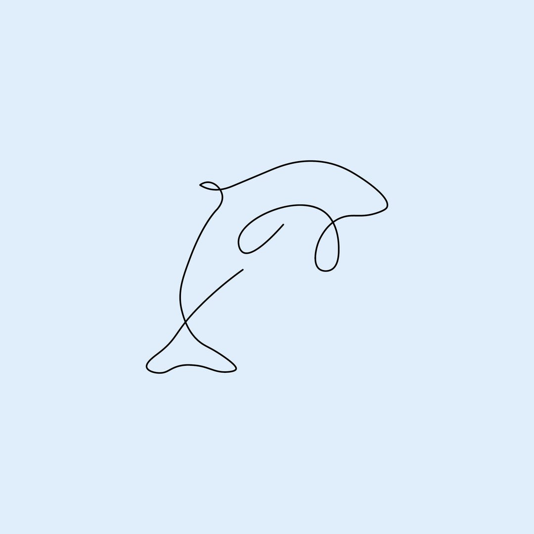 Single Line Dolphin Drawing - Tattoo Idea - SVG - PNG - PDF - Graphic ...
