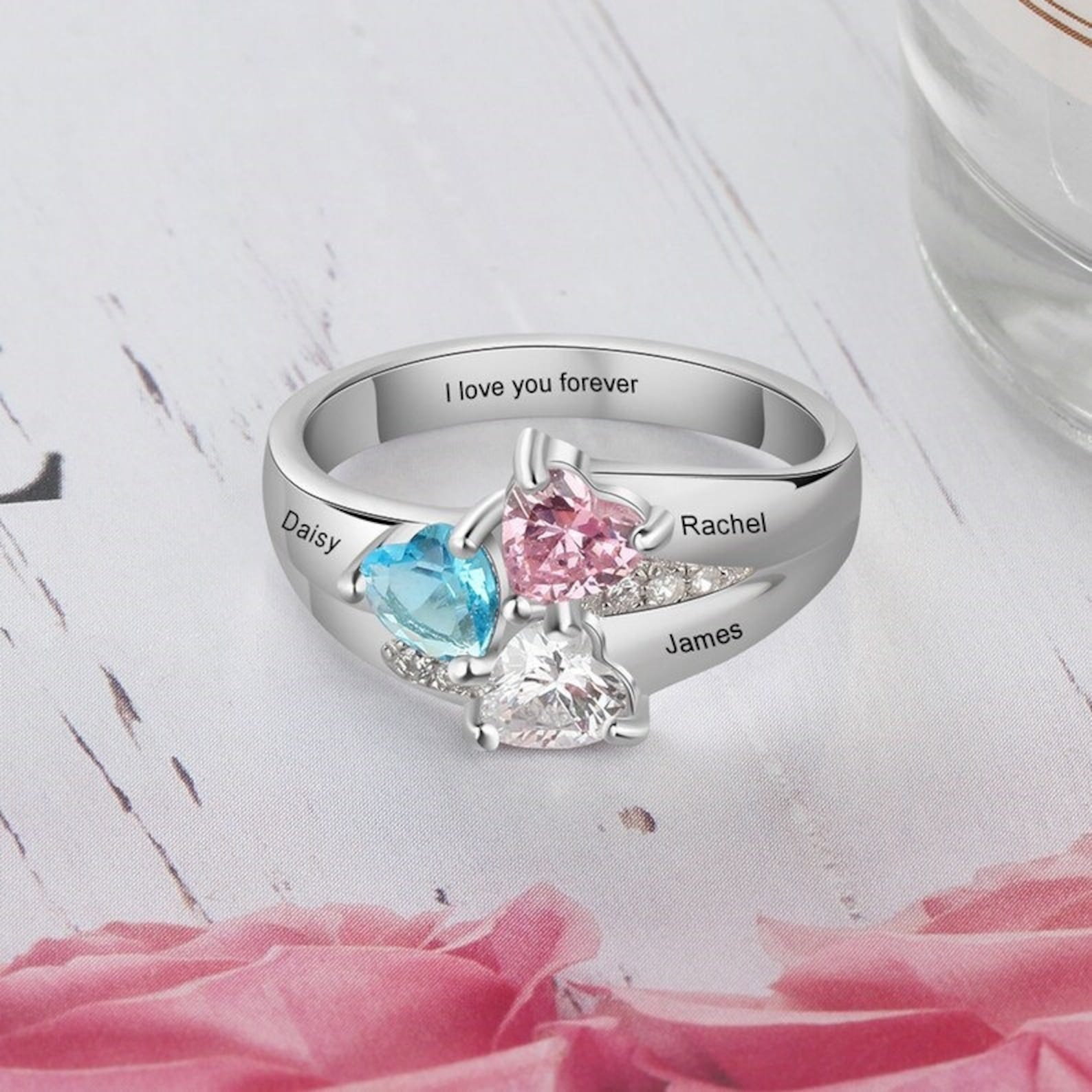 Heart Ring, Name Engraved Ring, Mother Grandma Family Ring Gifts ...