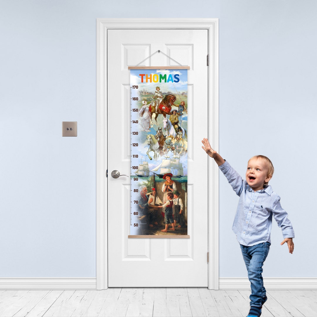 Personalized Canvas Height Chart: Kids Growth Tracker, Cat Lover Decor ...