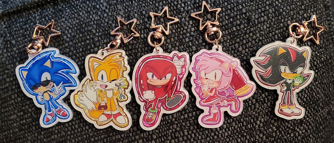 Sonic the Hedgehog, Tails, Knuckles, Amy Rose, Shadow Acrylic Keychain ...