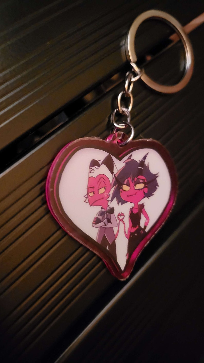Helluva Boss Moxxie and Millie Heart Acrylic Keychain - Etsy UK