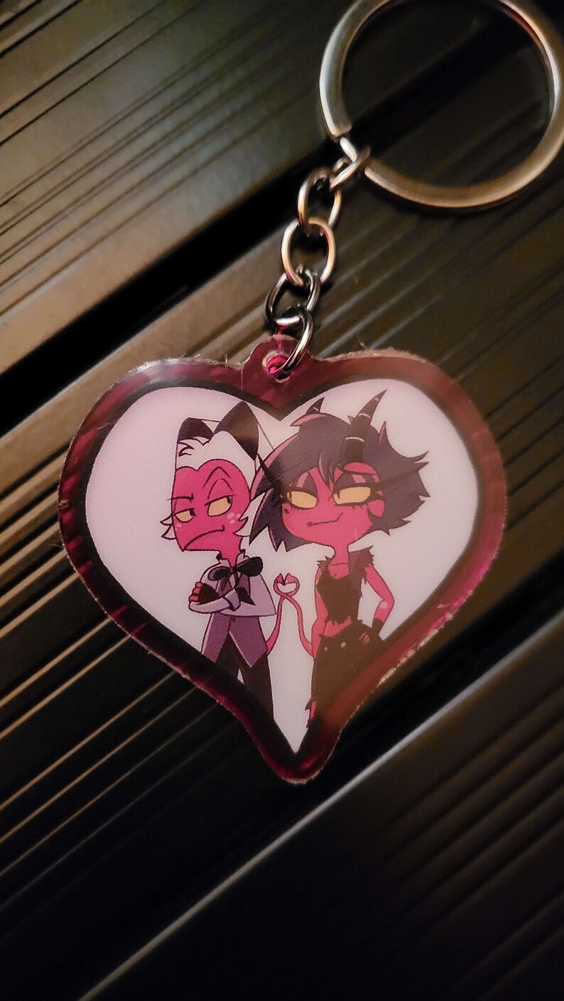 Helluva Boss Moxxie and Millie Heart Acrylic Keychain - Etsy