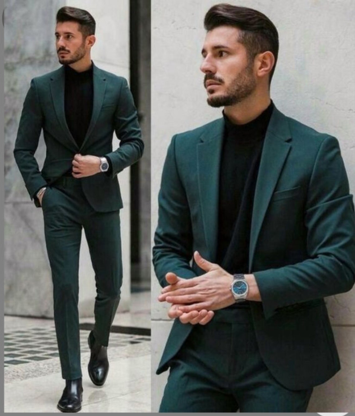 Green 2 Piece Suit for Men's, Gifts for Men's, Office Wear for Men's ...