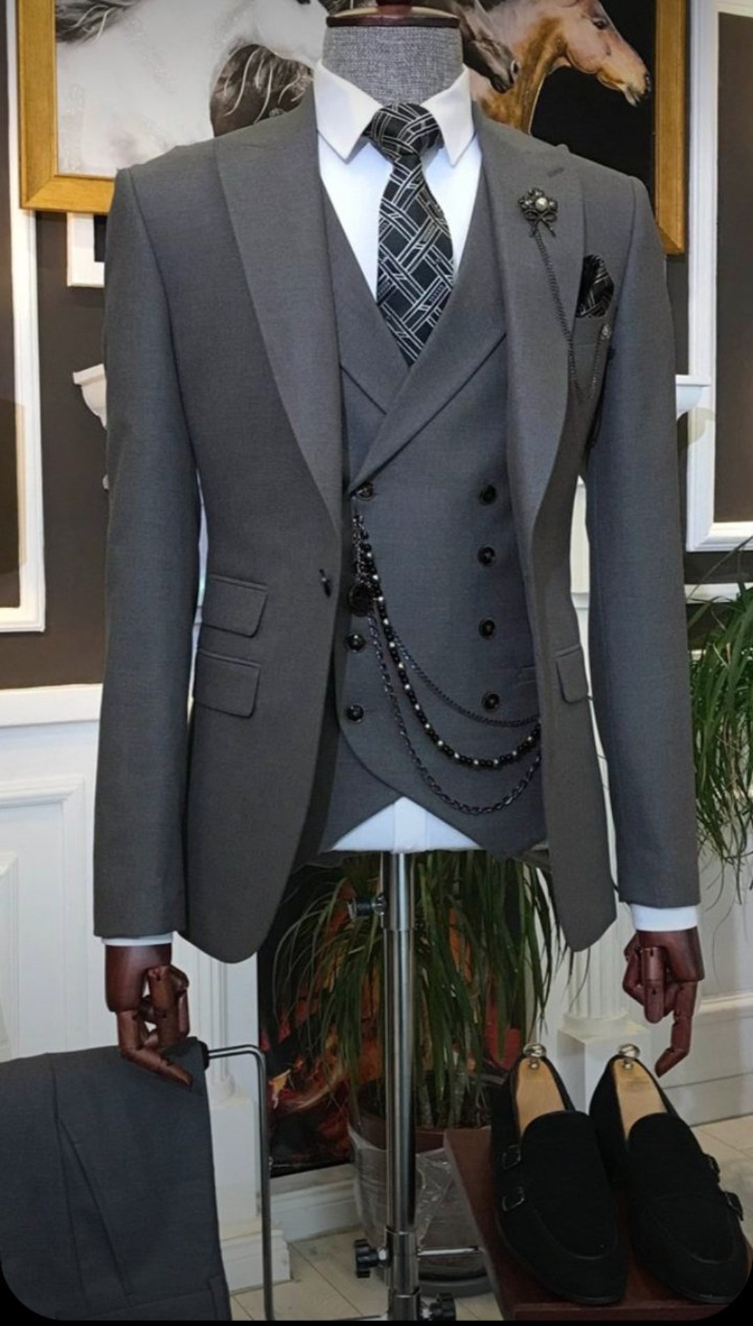 Grey 3 Piece Suit Wedding Suit Slim Fit Party Wear Suits - Etsy