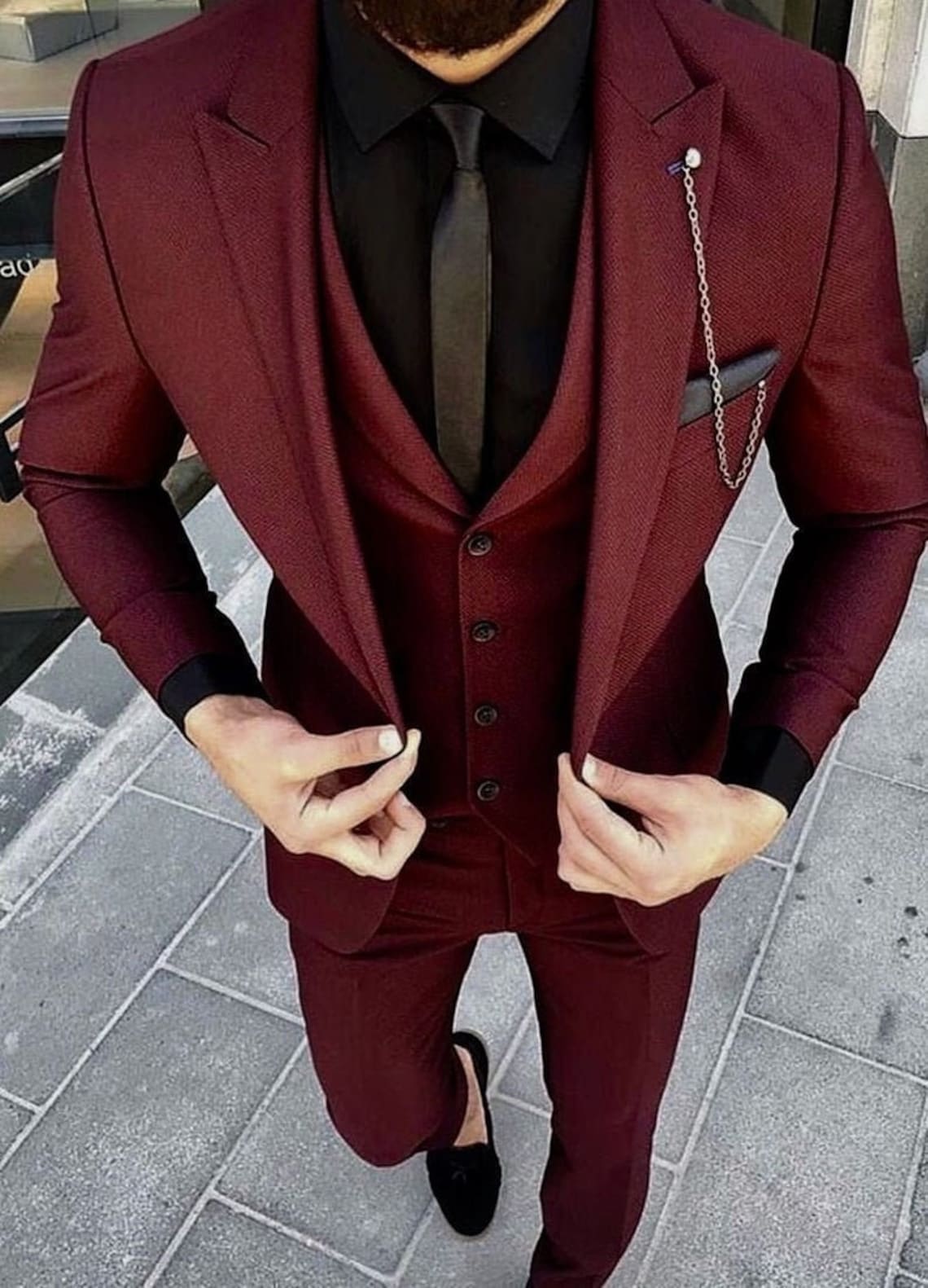 Maroon Suit, Men's 3 Piece Suit, Slim Fit Party Wear, Gift for Men's ...