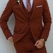 Man Rust Wedding Suit Party Wear Groom Wear Wedding Suit 3 Piece Orange ...