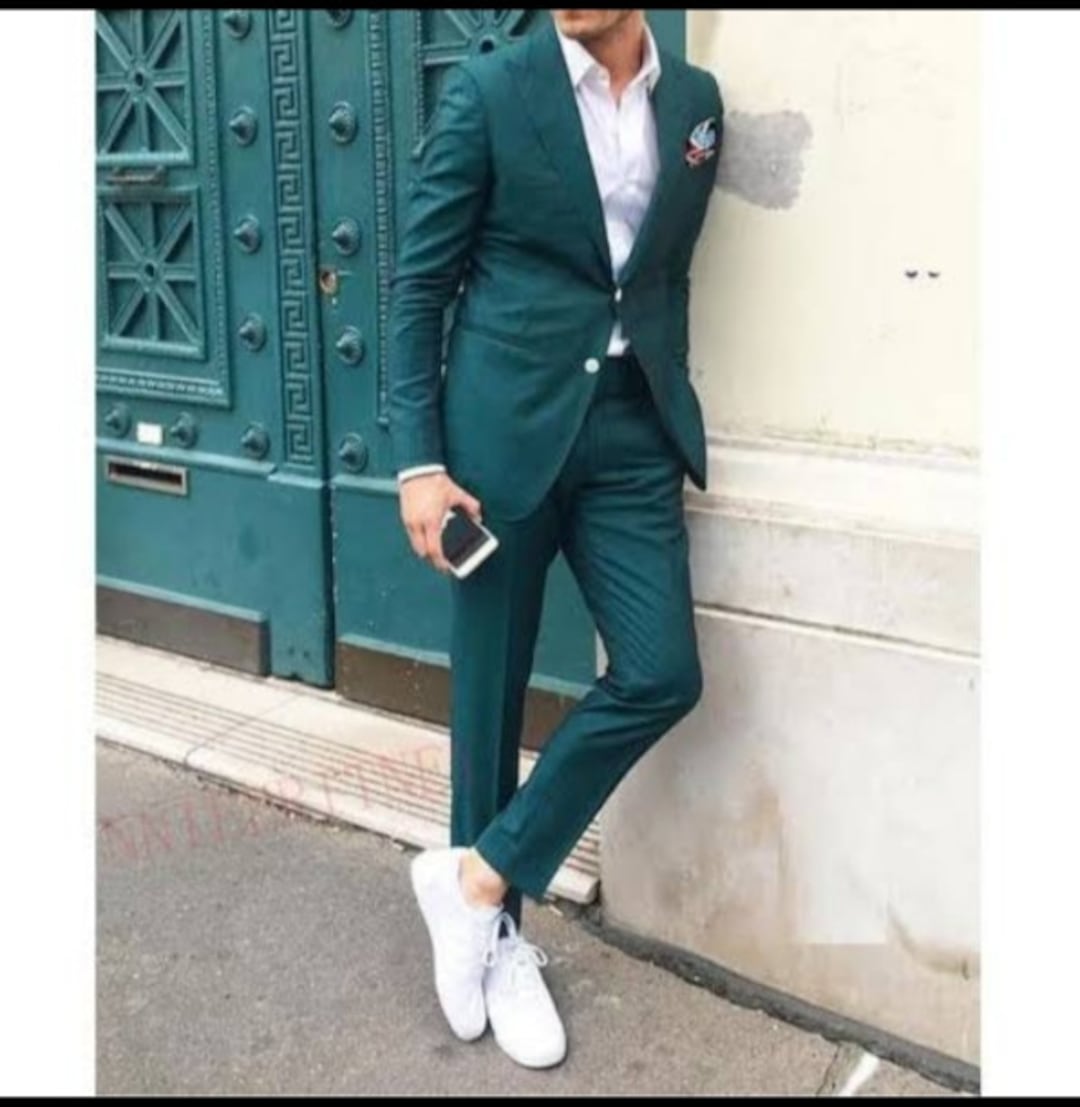 Men Teal Green Suit, Wedding 2 Piece Suits, Trendy Suit for Men's ...