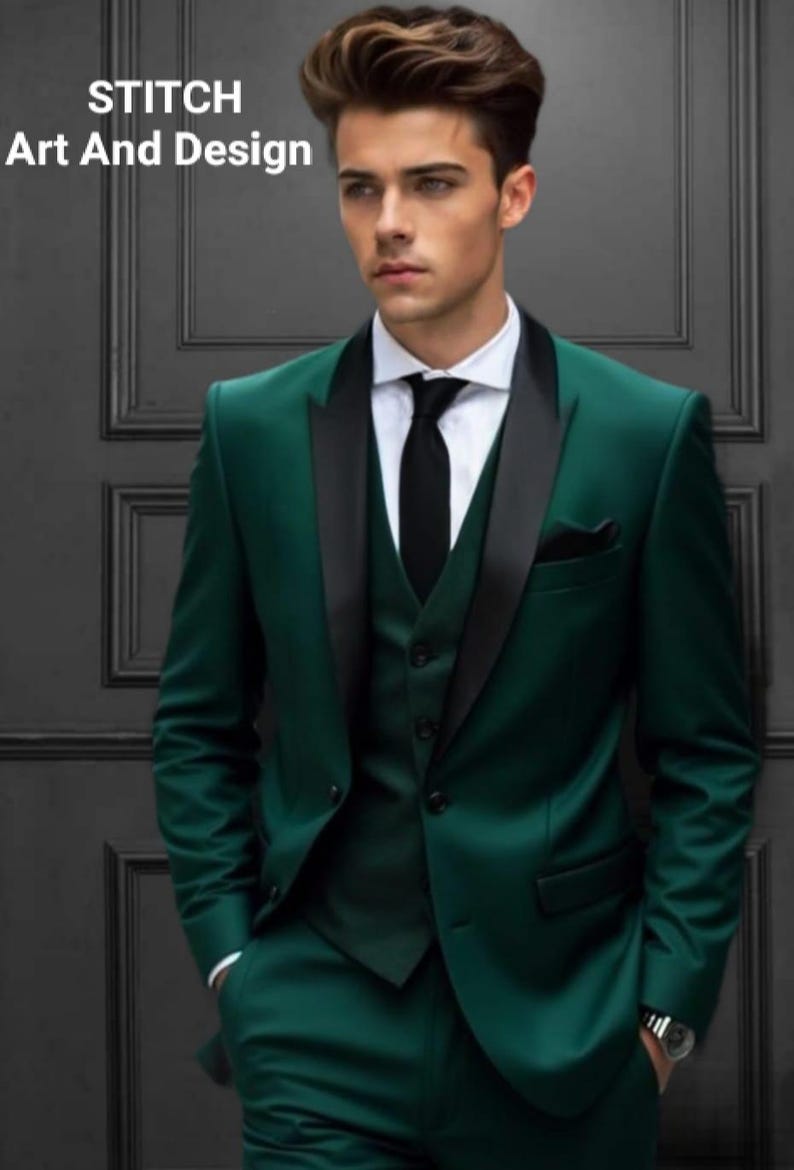 Men Emerald Green Suit, Men's 3 Piece Suit, Casual or Formal Wear for ...