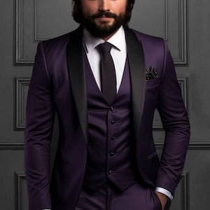 Purple Tuxedo Suit, Men's 3 Piece Suit, Casual or Formal Wear for Men's ...