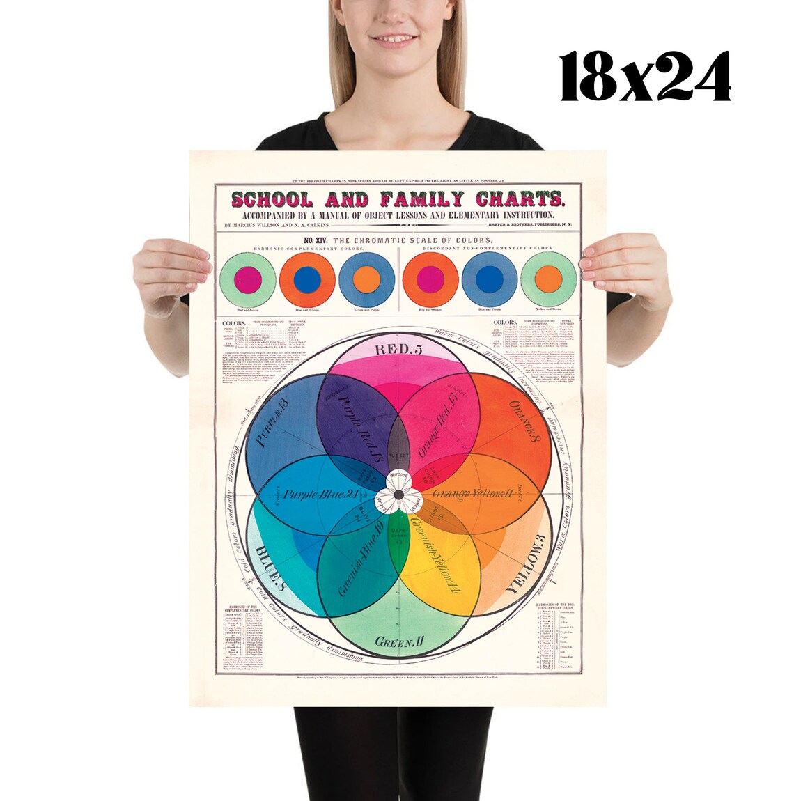 Vintage Spectrum Color Theory Poster Historic Lithograph Art Classroom ...