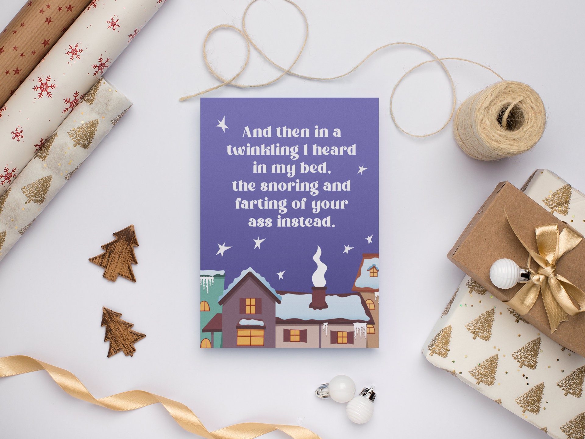 Snoring and Farting Christmas Poem Card - Funny Christmas Card for ...