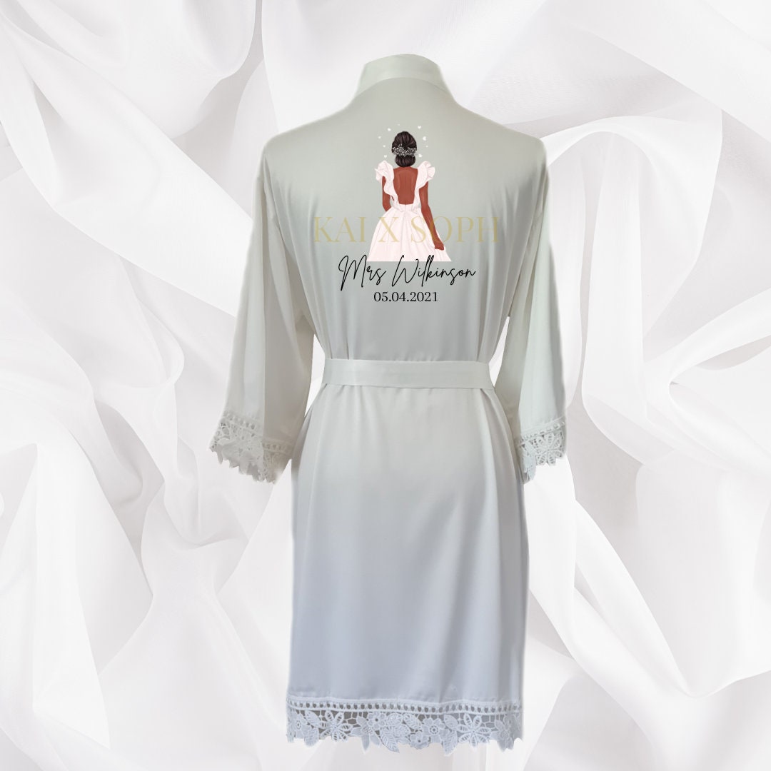 Custom Bride Wedding Robe - Personalized Bridal Robe - Elegant Wedding ...