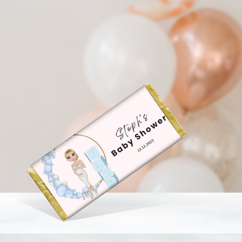 Blue Baby Shower Chocolate Wrapper L Baby Shower Candy Wrapper L ...
