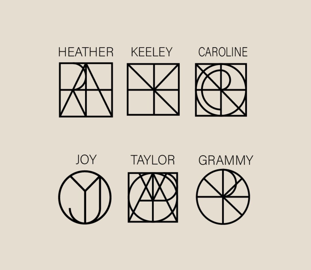 Square Name Logo Design. Personalised Minimalistic Tattoo Idea ...