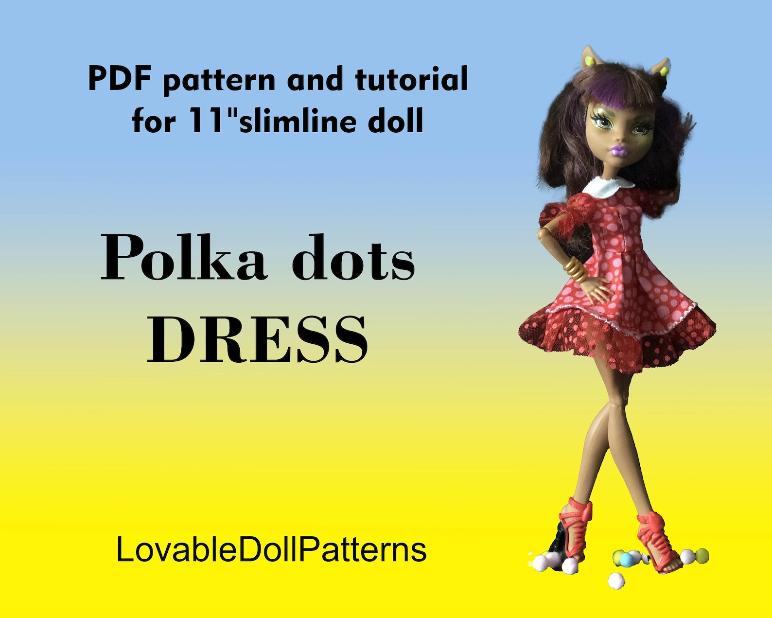 PDF Pattern and Tutorial on How to Make Polka Dots DRESS for 11 ...