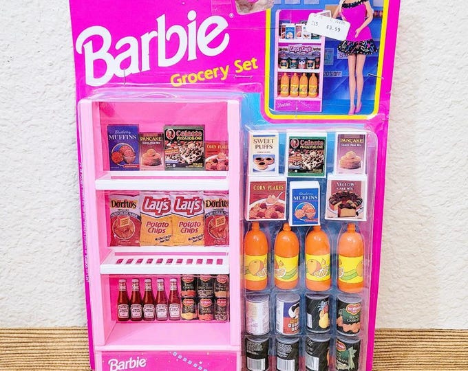 Barbie 1992 GROCERY SET Store 7296 NIP Playset Food Arco Diorama Piece ...