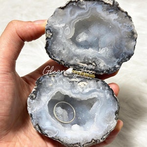 Brazilian Crystal Geode Ring Boxes, Geode Agate Jewelry Box, Idea ...