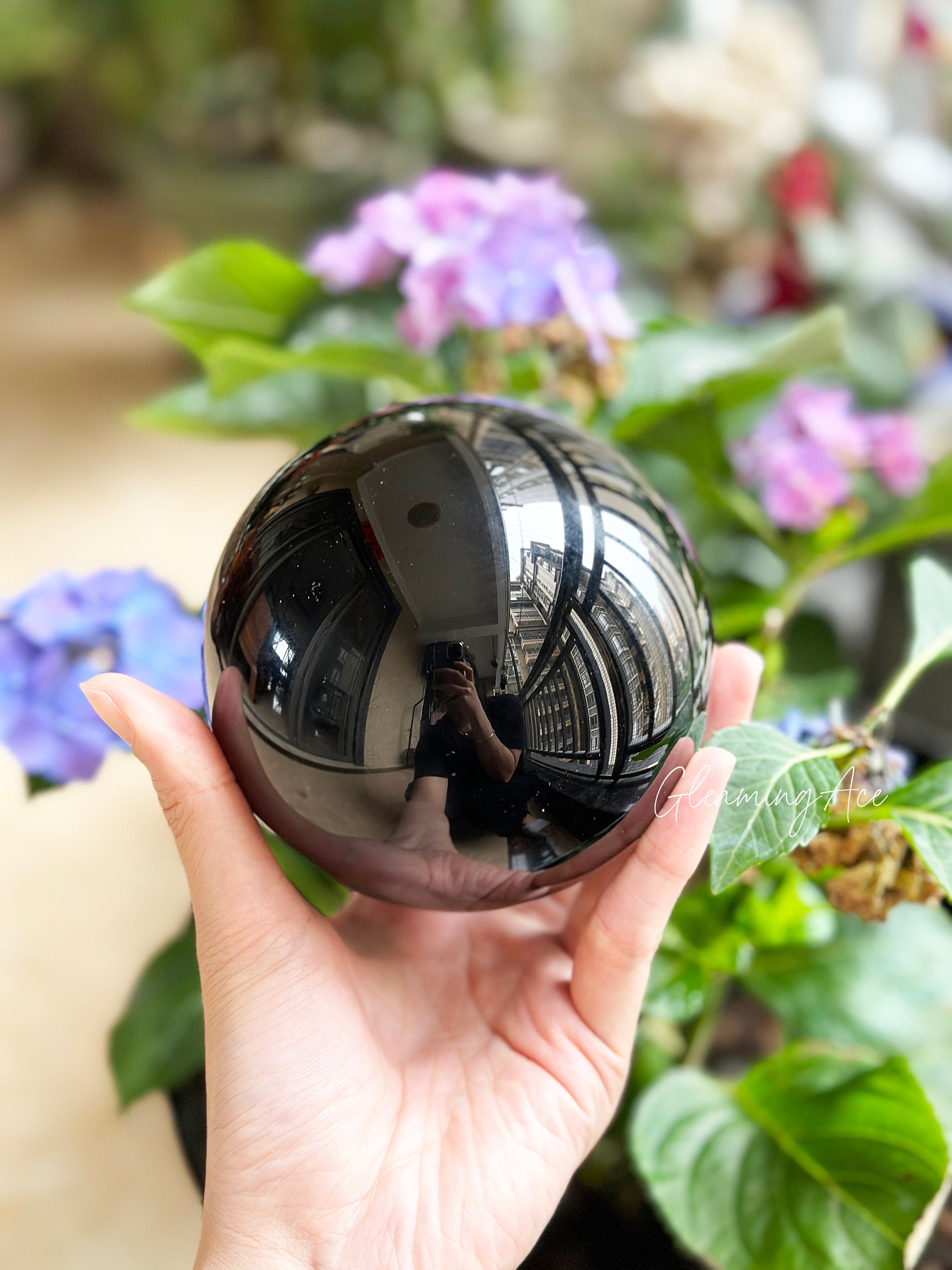Natural Black Obsidian Sphere, Quartz Crystal Ball With Stand, Home ...