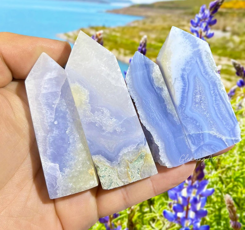 Natural Blue Lace Agate Tower - Etsy
