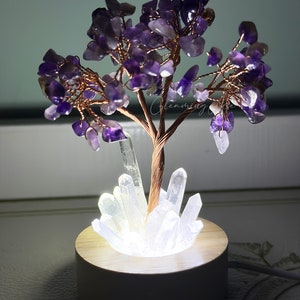 Natural Crystal Amethyst/citrine Tree Nightstand Lamp, Wire Wrapped ...