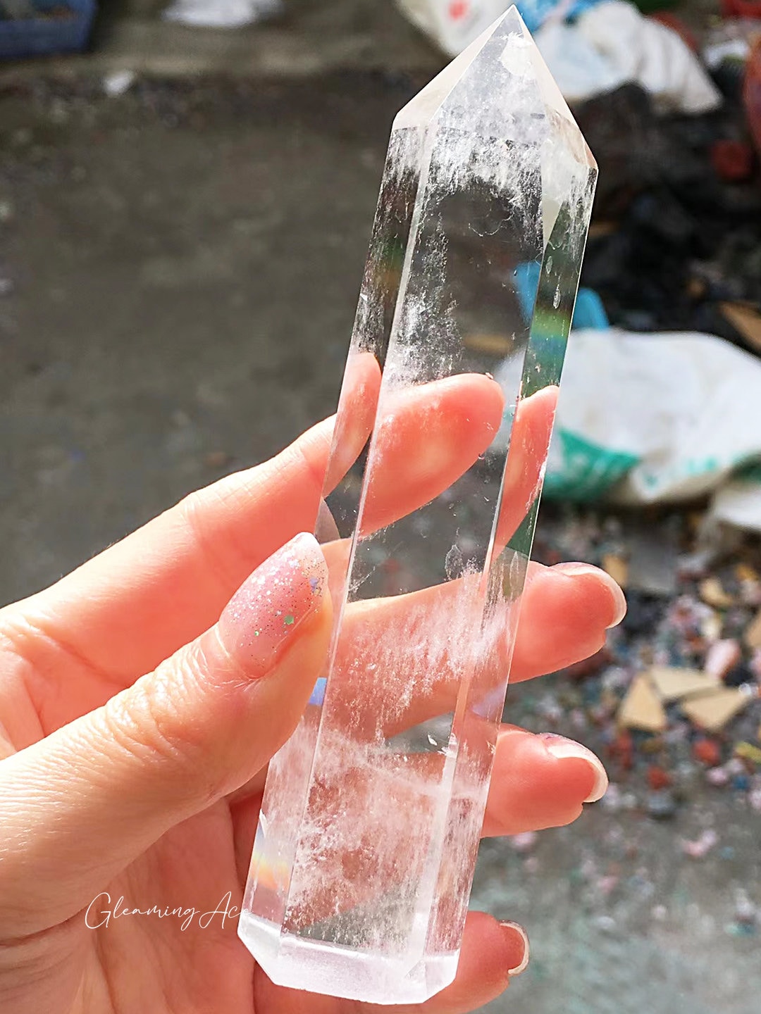 Large Natural Clear Quartz Crystal Tower, Transparent Hexagonal Prisms ...