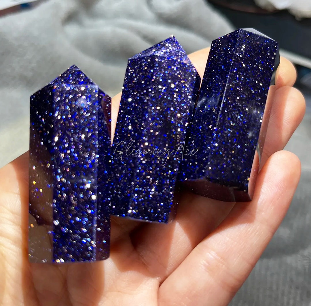 Natural Blue Goldstone Tower, Sandstone Tower Handmade Point, Crystal ...