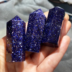 Natural Blue Goldstone Tower, Sandstone Tower Handmade Point, Crystal ...