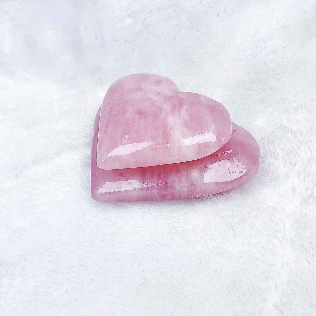 Rose Quartz Heart Hand-carved Double Rose Quartz Crystal Heart 200-300g ...