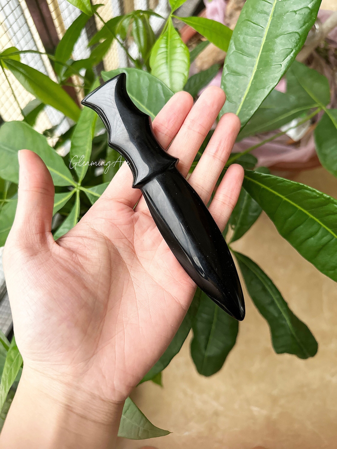 Raw Obsidian Daggers, Obsidian Crystal Knife, Crystal Swordrose, Reiki ...