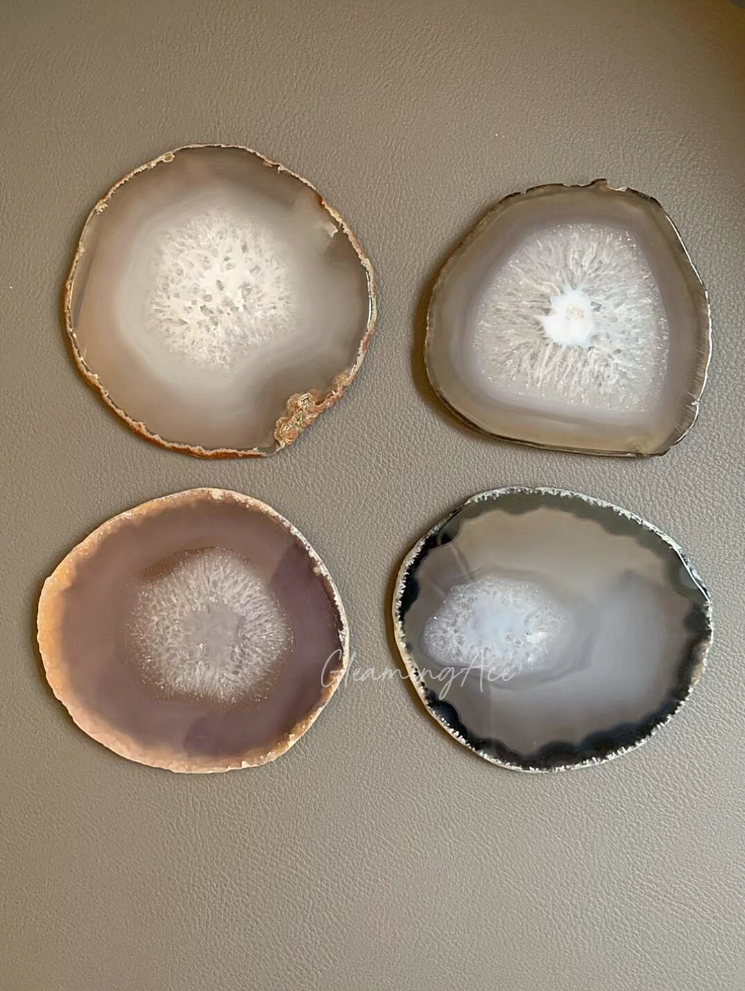 Natural Brazil Agate Coasters Slice, Polished Agate Geode Slabs, Home ...