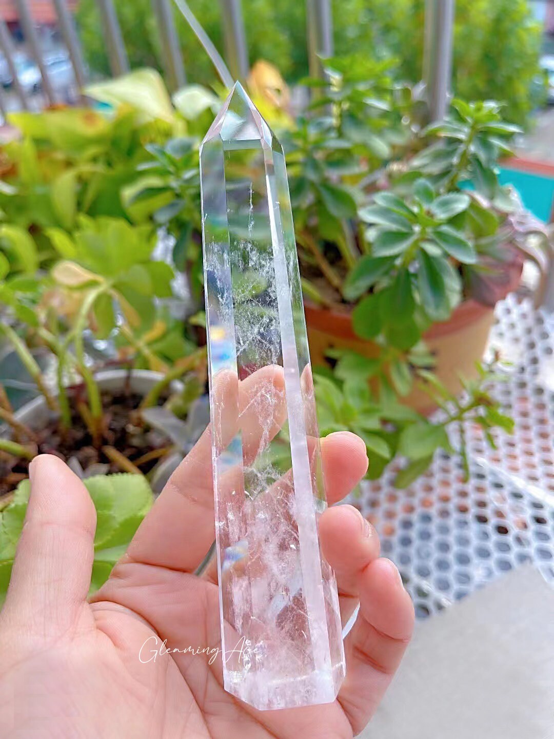 Large Natural Clear Quartz Crystal Tower, Transparent Hexagonal Prisms ...