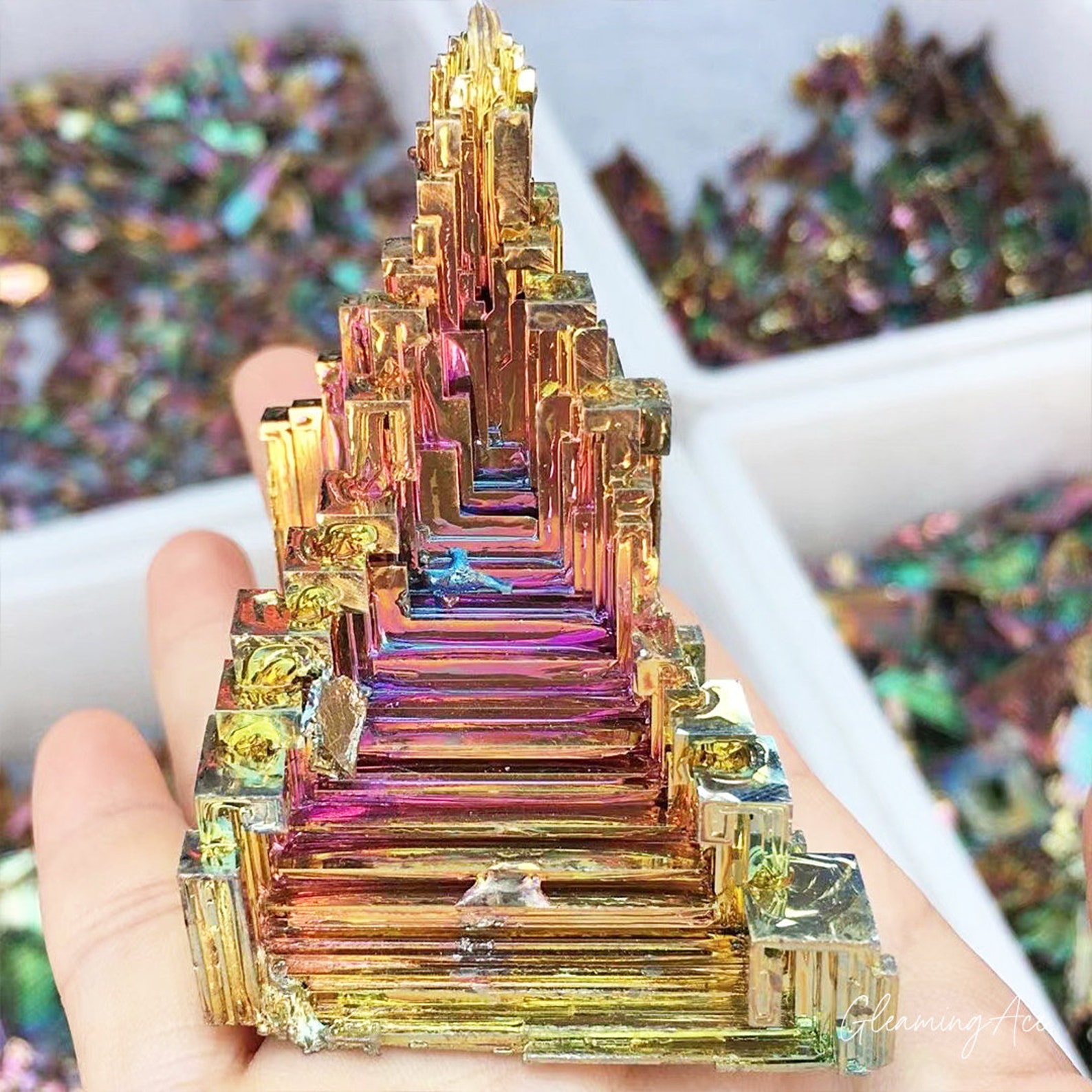 Raw Rainbow Bismuth Ore Crystals, Natural Healing Aura Titanium Bismuth ...