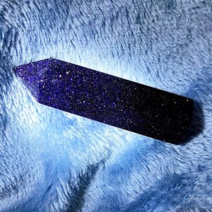 Natural Blue Goldstone Tower, Sandstone Tower Handmade Point, Crystal ...