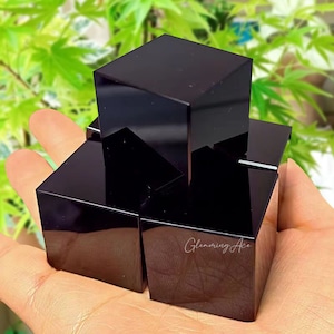 Black Obsidian Cube, Polished Obsidian Cube Stone Home Decoration - Etsy