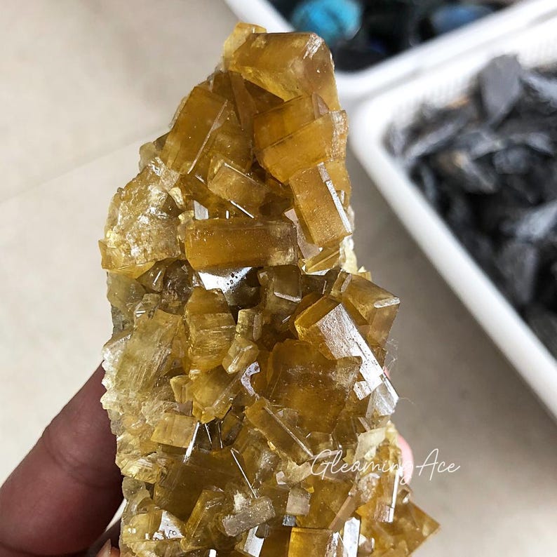 Natural Shiny Golden Barite Cluster Crystal Fluorite Matrix - Etsy